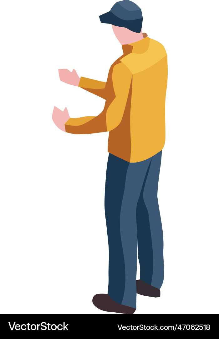 One person standing holding baseball cap Vector Image