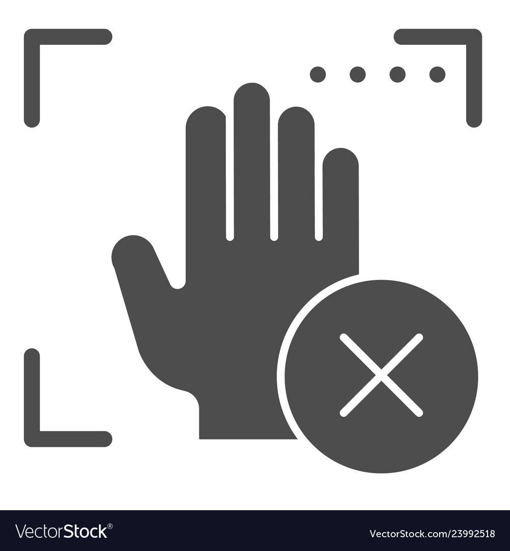 Palm recognition error solid icon palmprint Vector Image