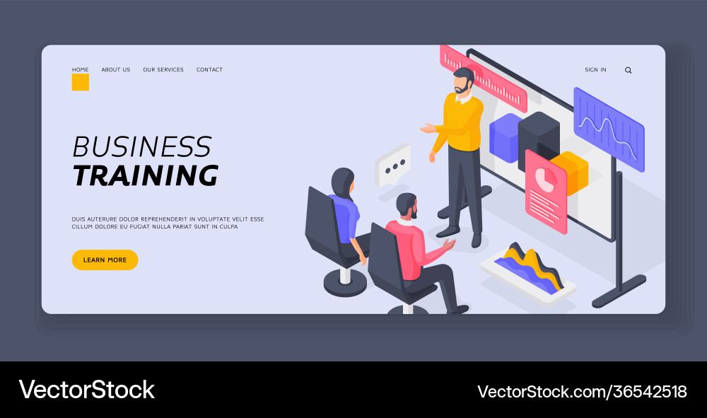 People taking part in business training isometric Vector Image
