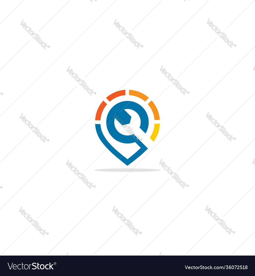 Pin position technology logo Royalty Free Vector Image