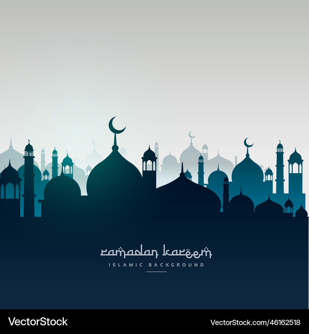 Ramadan kareem greeting card with mosques Vector Image