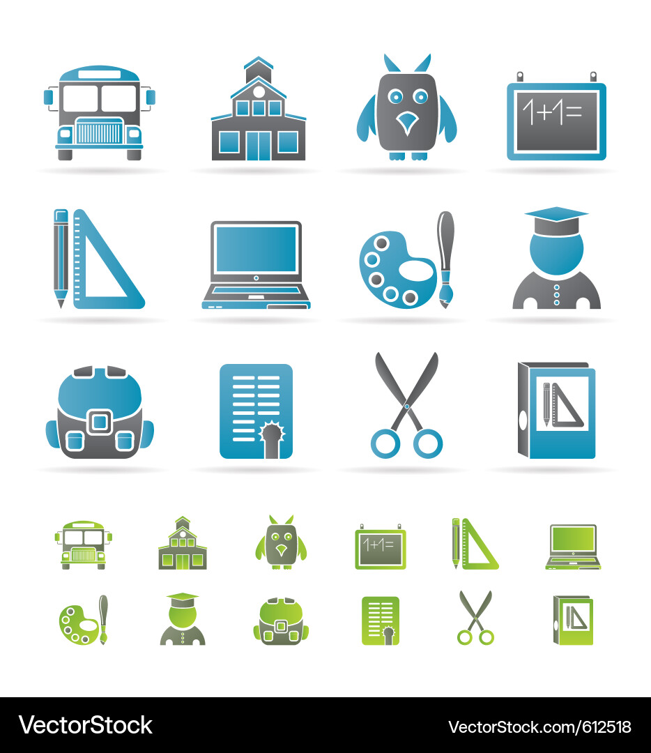 School and education icons Royalty Free Vector Image