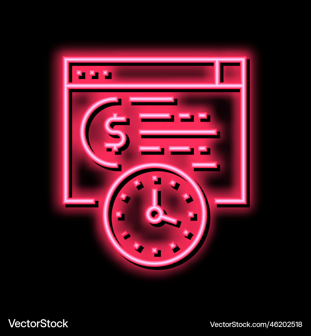 Time for pay loan neon glow icon Royalty Free Vector Image