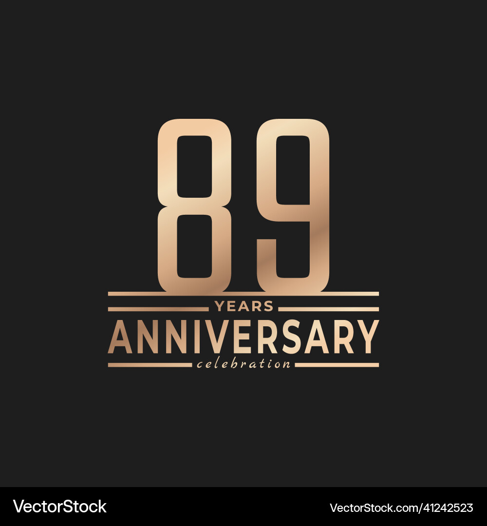 89 year anniversary celebration with thin number Vector Image