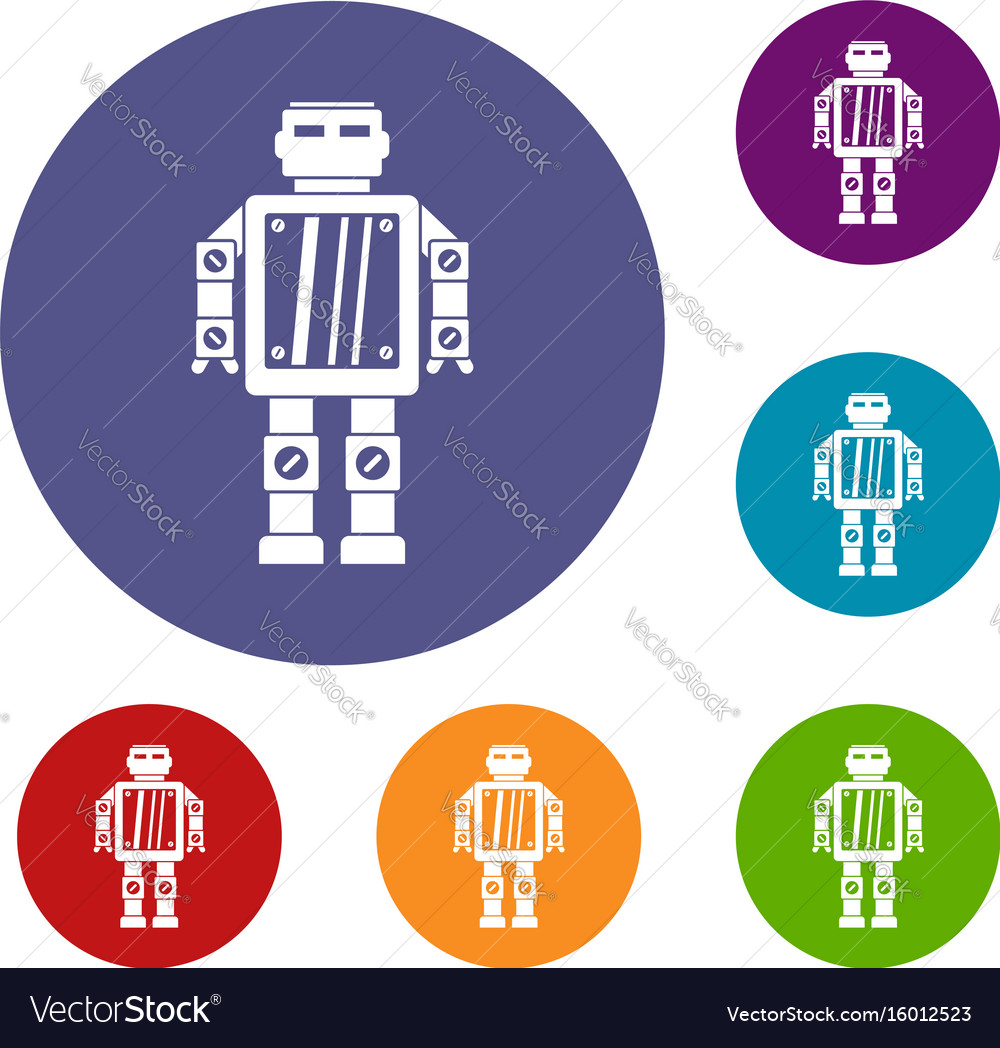 Abstract robot icons set Royalty Free Vector Image