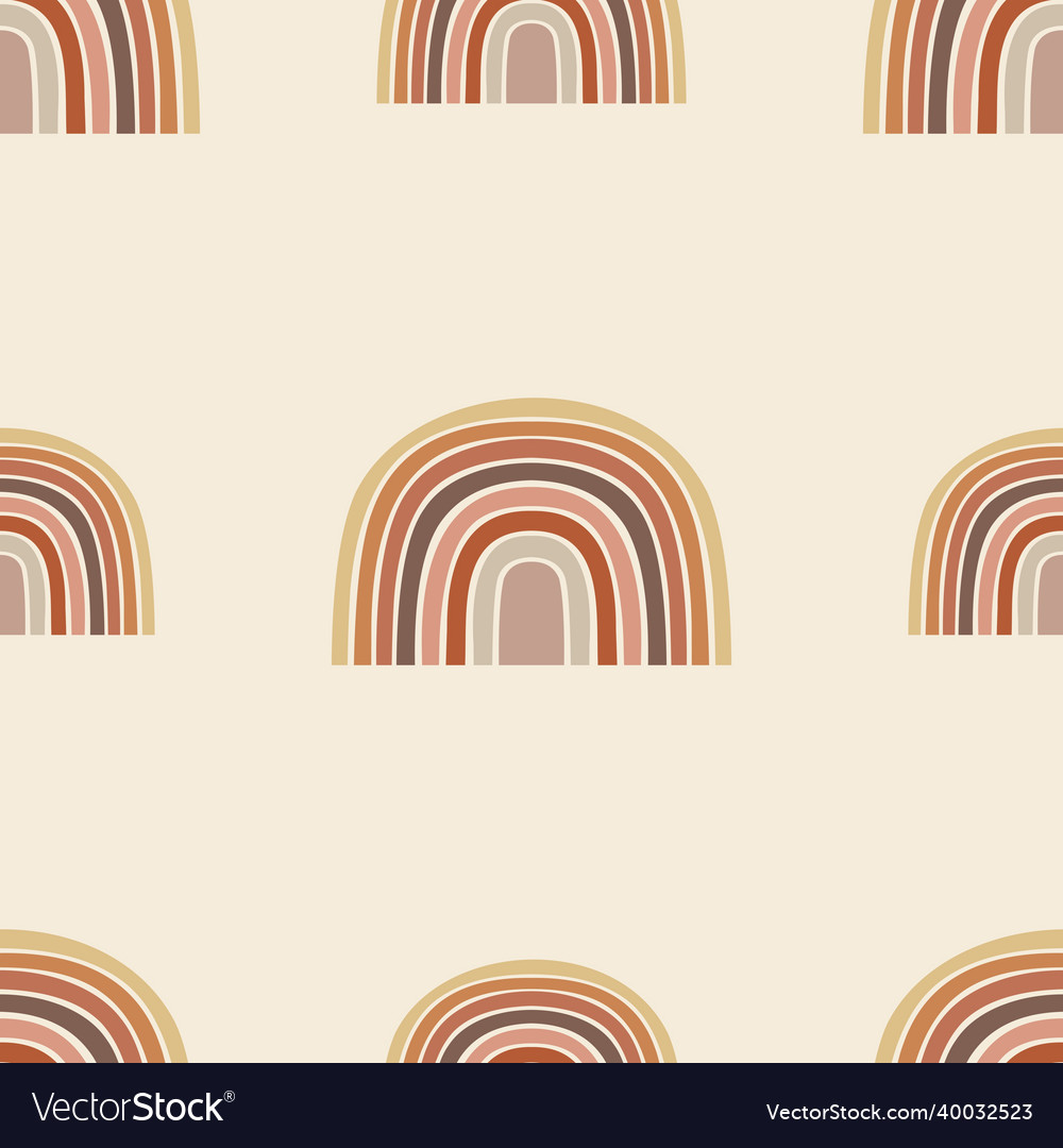 Boho rainbow seamless pattern with rainbows Vector Image