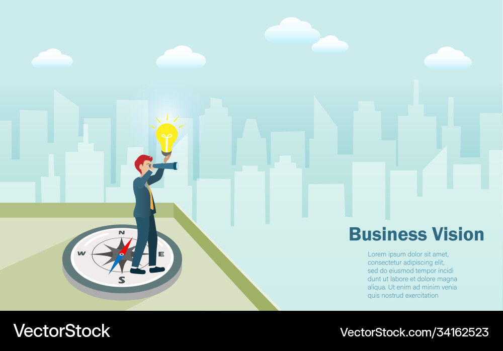 Businessman with compass searching for vision Vector Image
