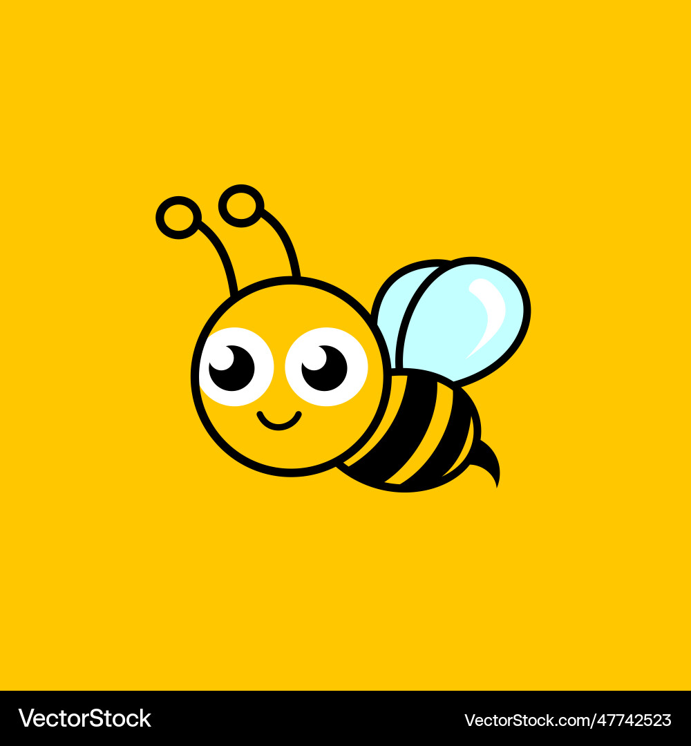 Cute and cartoon bee buzzing happily logo Vector Image