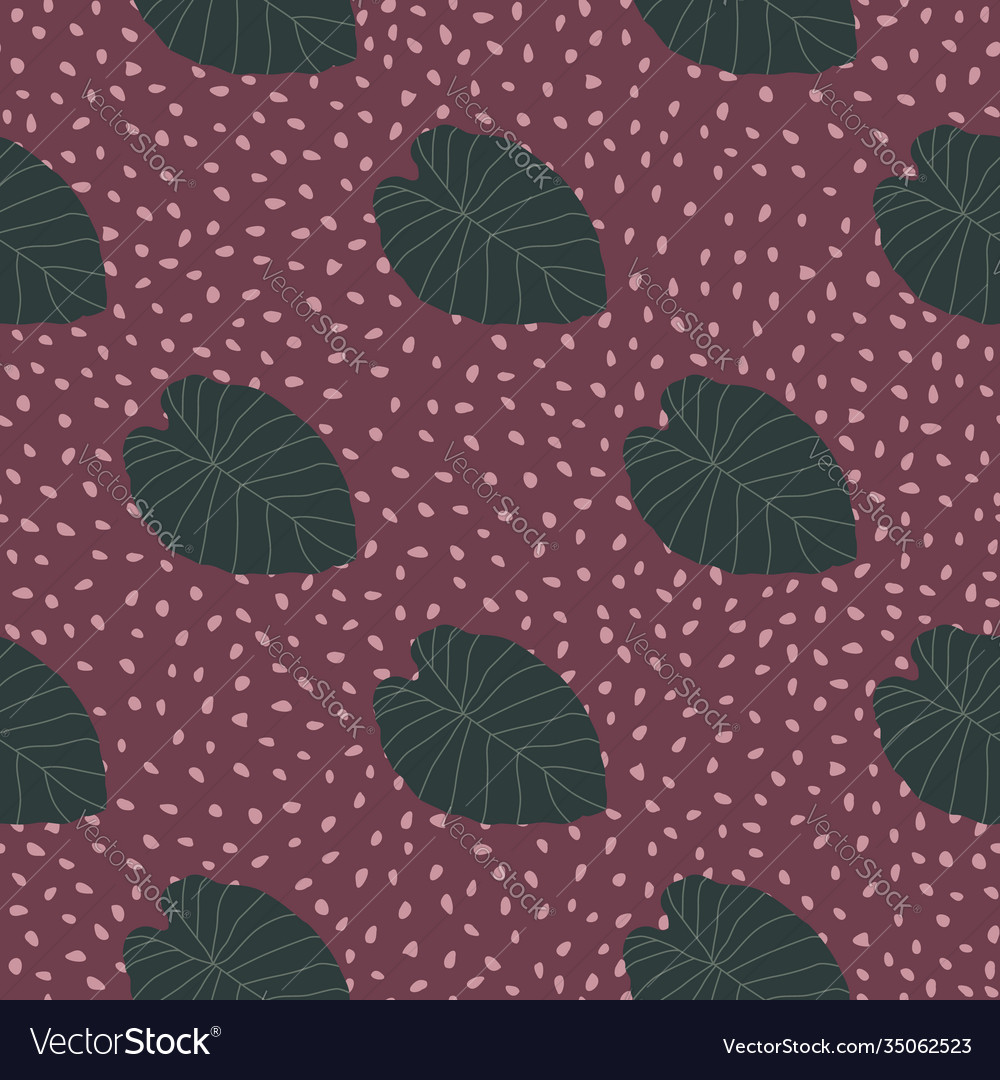 Dark grey leafs doodle botanic seamless pattern Vector Image