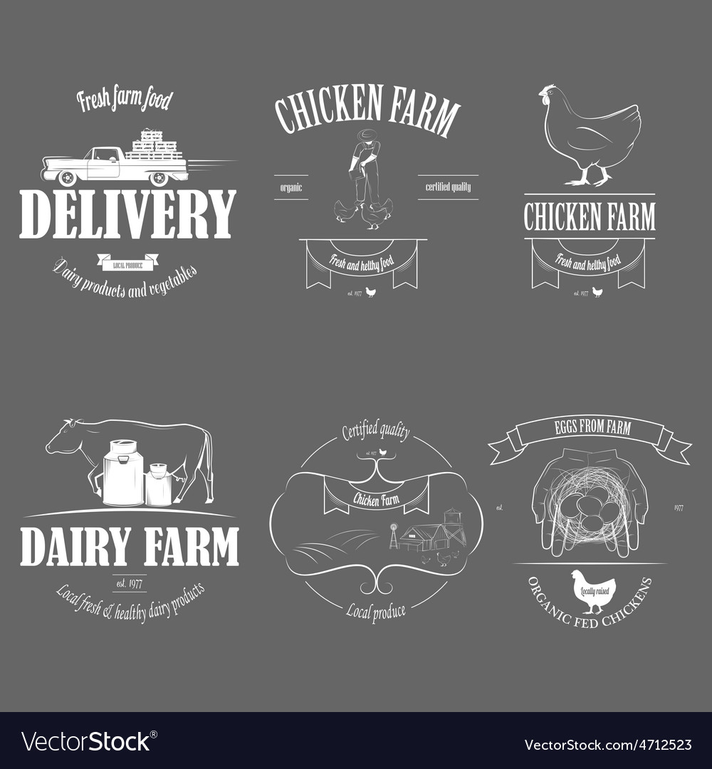 Farm fresh products badge set Royalty Free Vector Image Farm fresh products badge set Royalty Free Vector Image