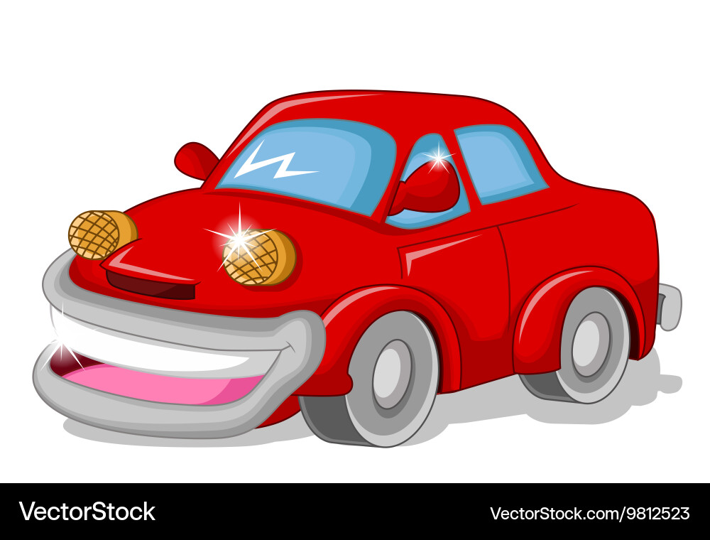 Funny red car for you design Royalty Free Vector Image