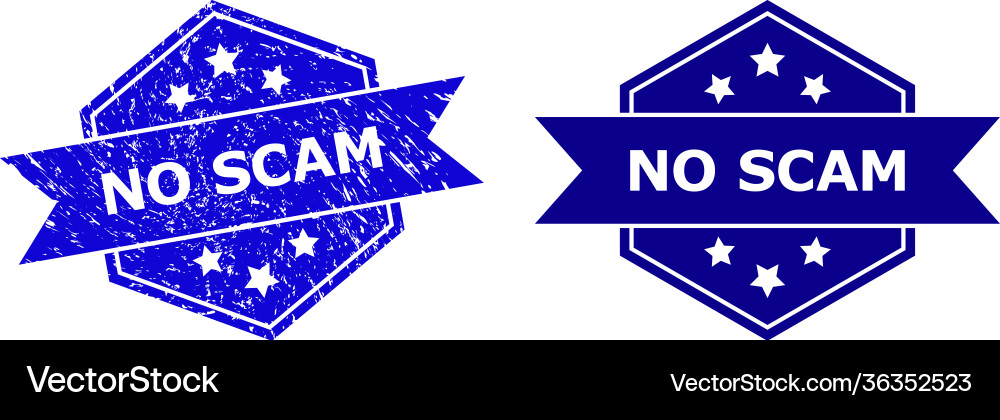 Hexagon no scam stamp with distress texture Vector Image