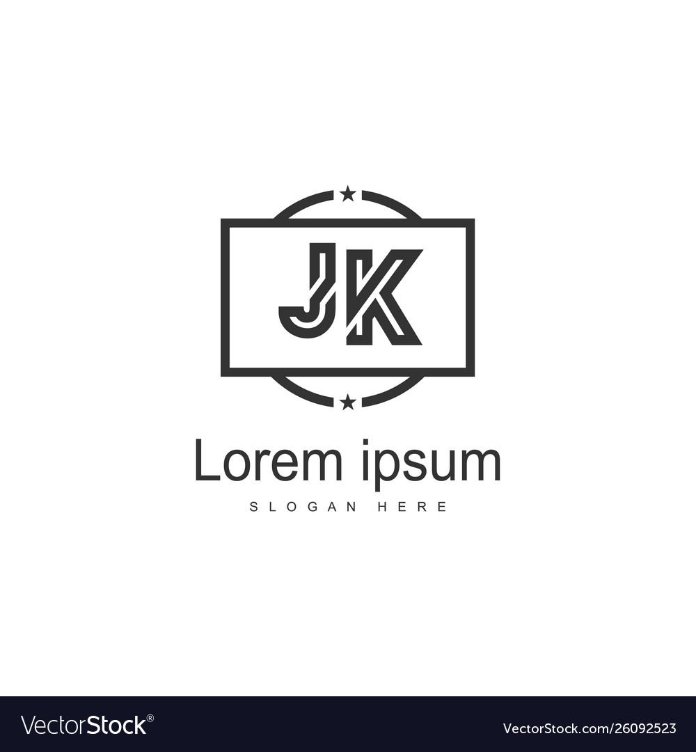 Initial jk logo template with modern frame Vector Image