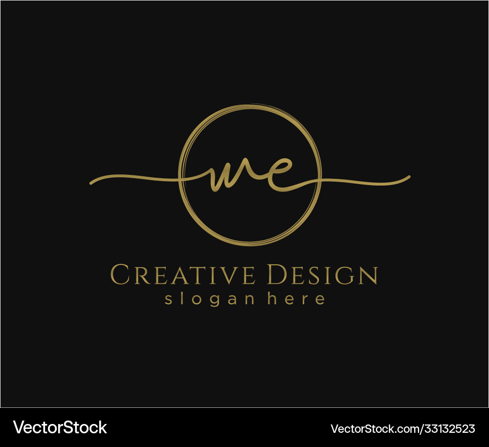 Initial we handwriting logo with circle template Vector Image