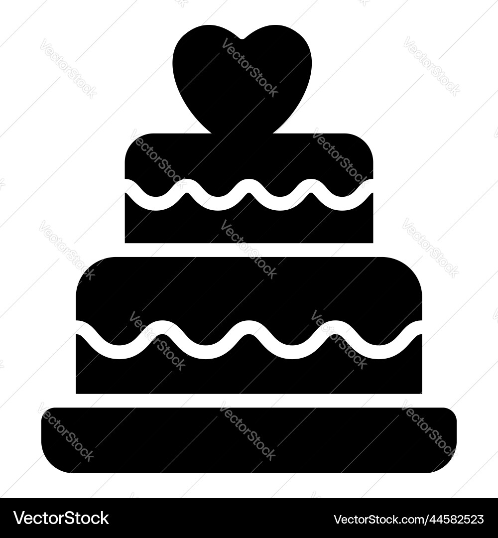 Love cake food black icon Royalty Free Vector Image