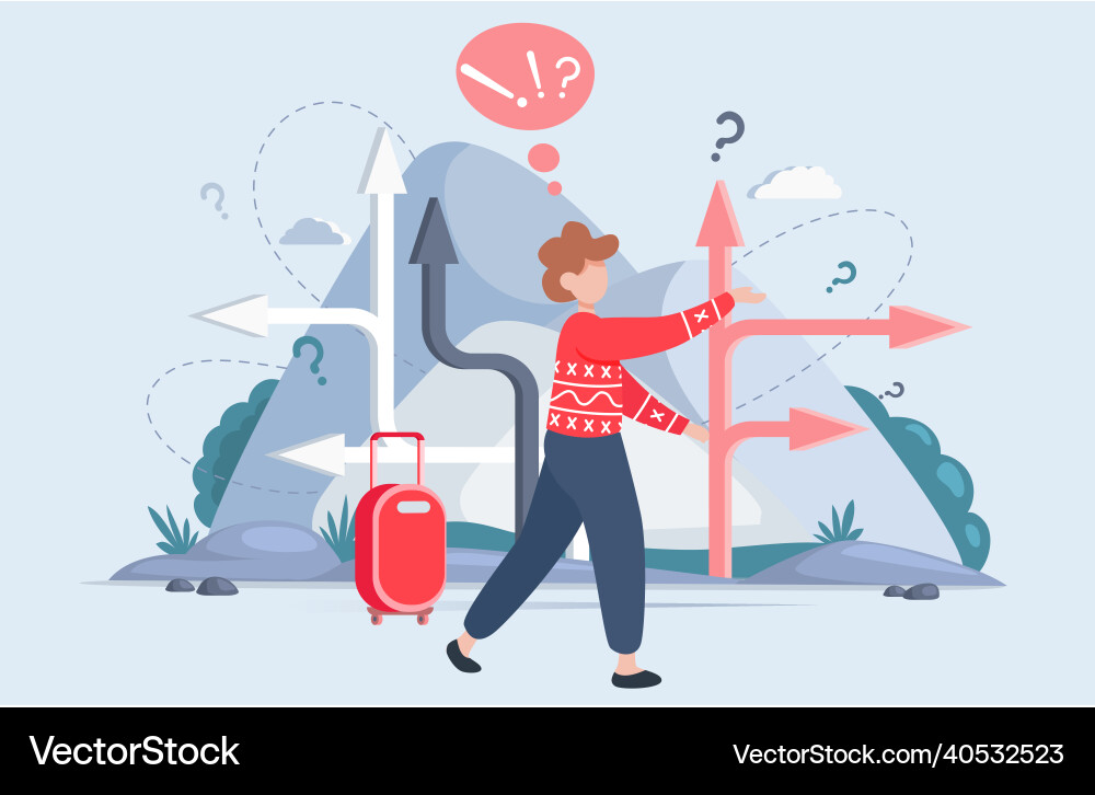 Making confusion choice of path man thought about Vector Image