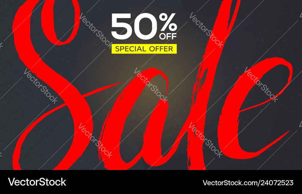 Sale banner red handwriting text Royalty Free Vector Image