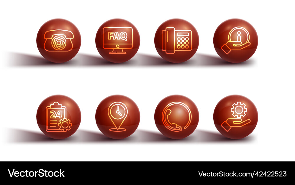 Set line telephone checklist with 24 hours Vector Image