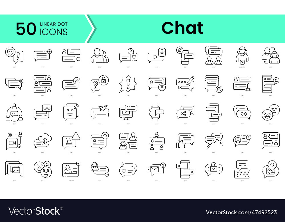 Set of chat icons line art style bundle Royalty Free Vector