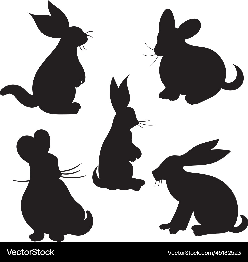 Set of rabbit isolated silhouettes Royalty Free Vector Image