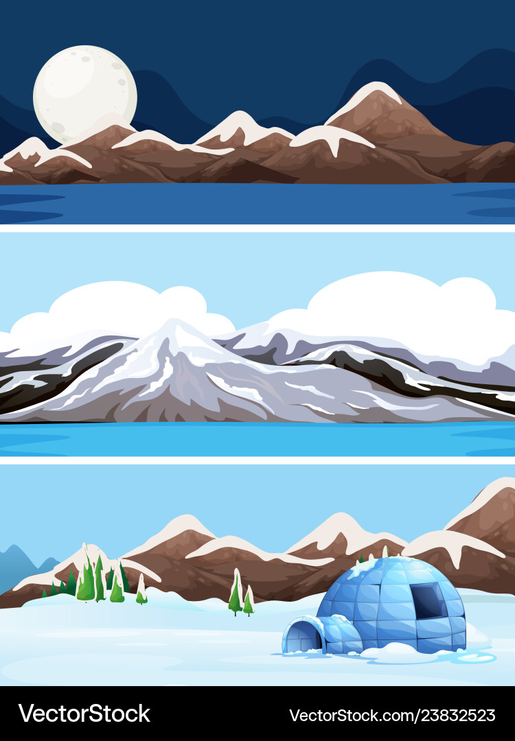 Set of winter landscape Royalty Free Vector Image