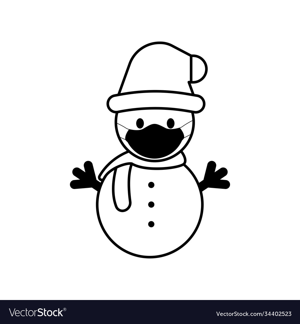 Snowman line icon using a mask winter symbol Vector Image
