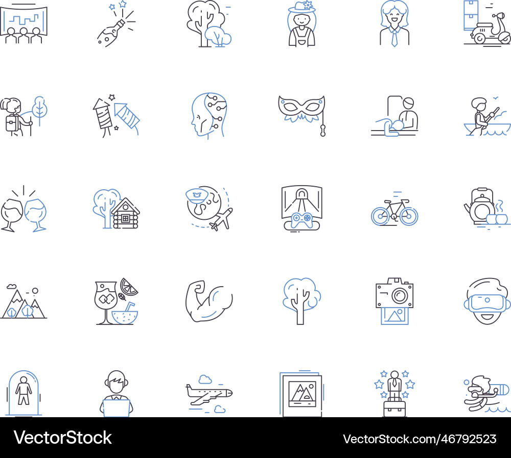 Social behavior line icons collection empathy Vector Image