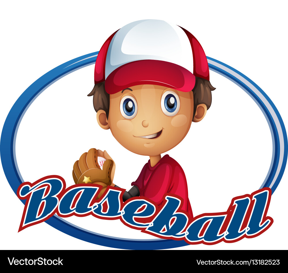 Sport logo design with baseball player Royalty Free Vector