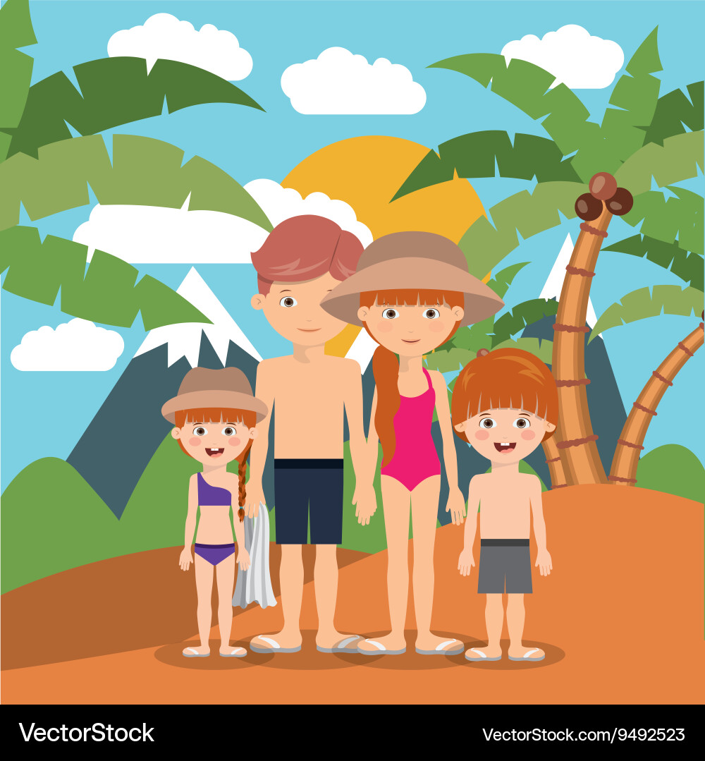 Summer vacations in family design Royalty Free Vector Image