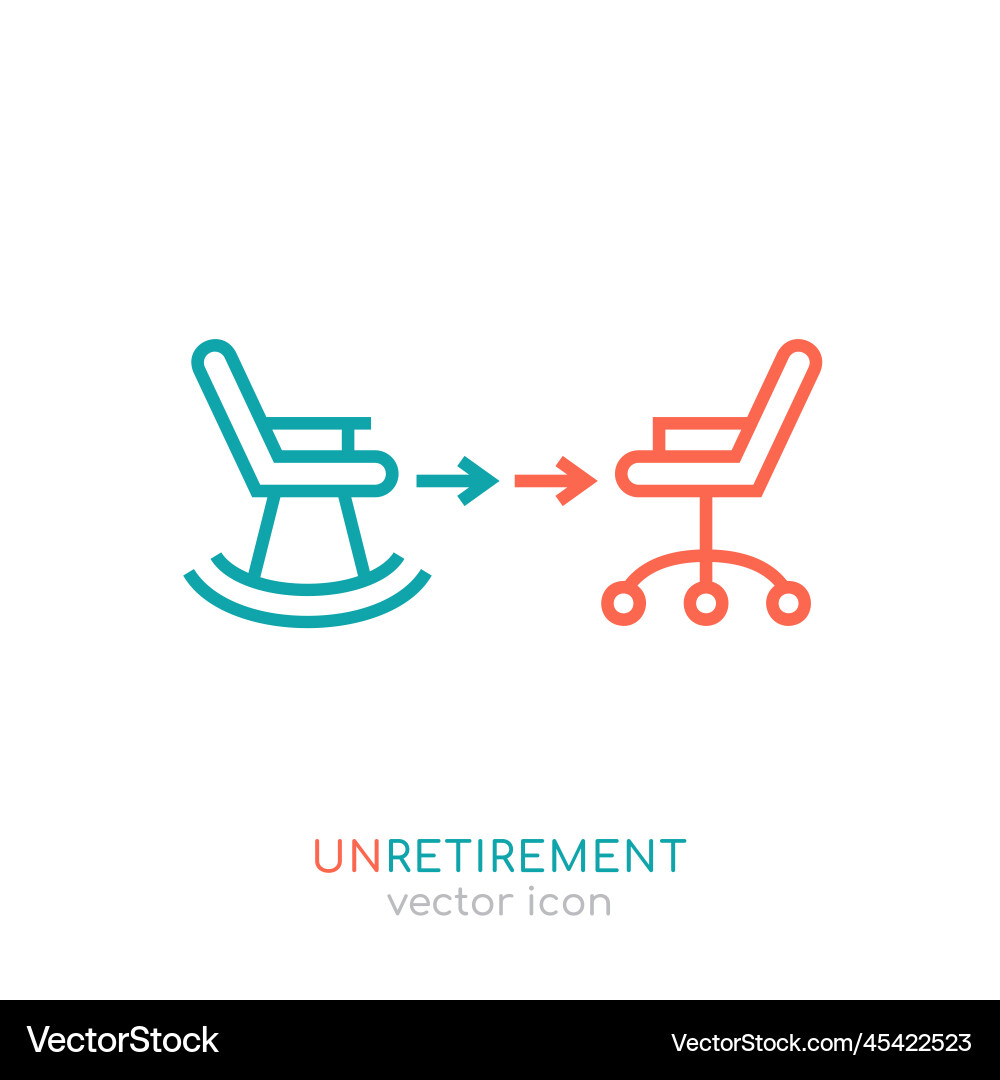 Unretirement icon back to work symbol Royalty Free Vector