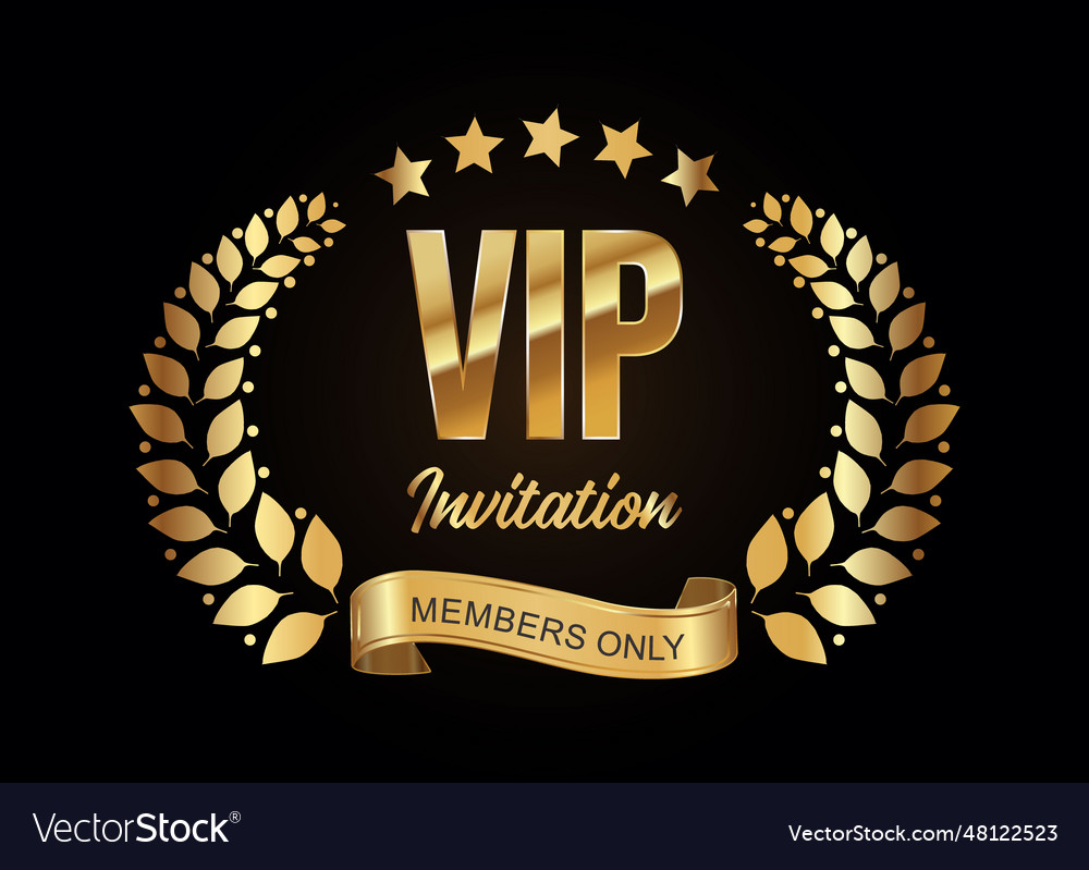 Vip member only invitation golden laurel wreath Vector Image