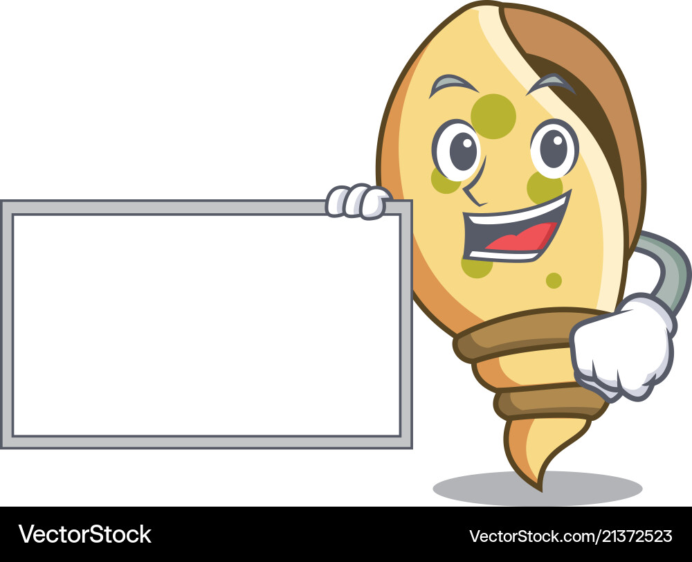 With board sea shell character cartoon Royalty Free Vector