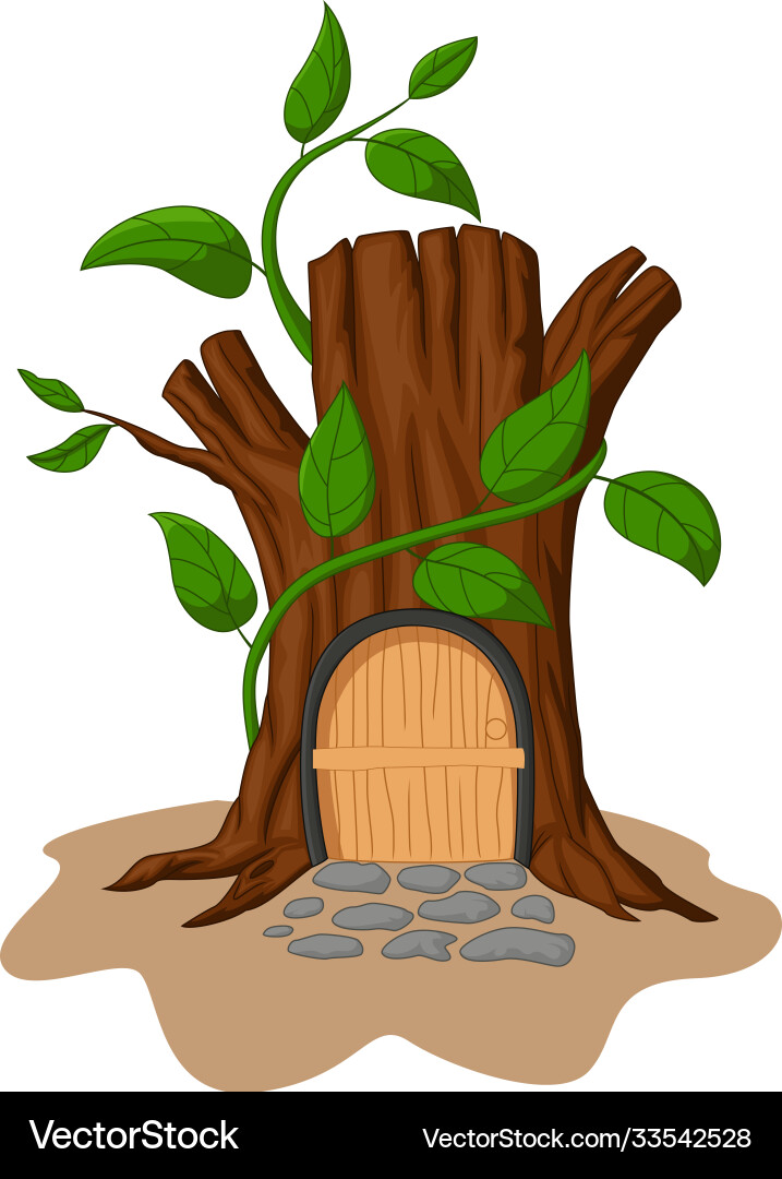 Cartoon tree house isolated on white background Vector Image