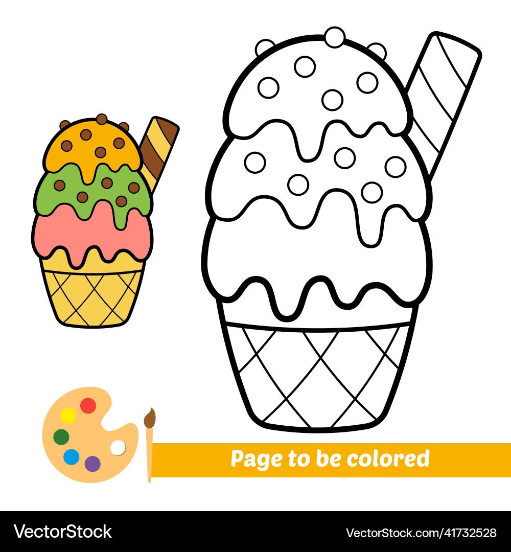Coloring book for kids ice cream Royalty Free Vector Image