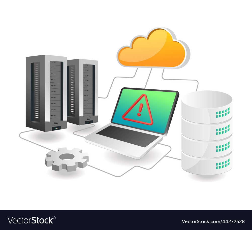 Flat Isometric Concept Cloud Server Security Vector Image