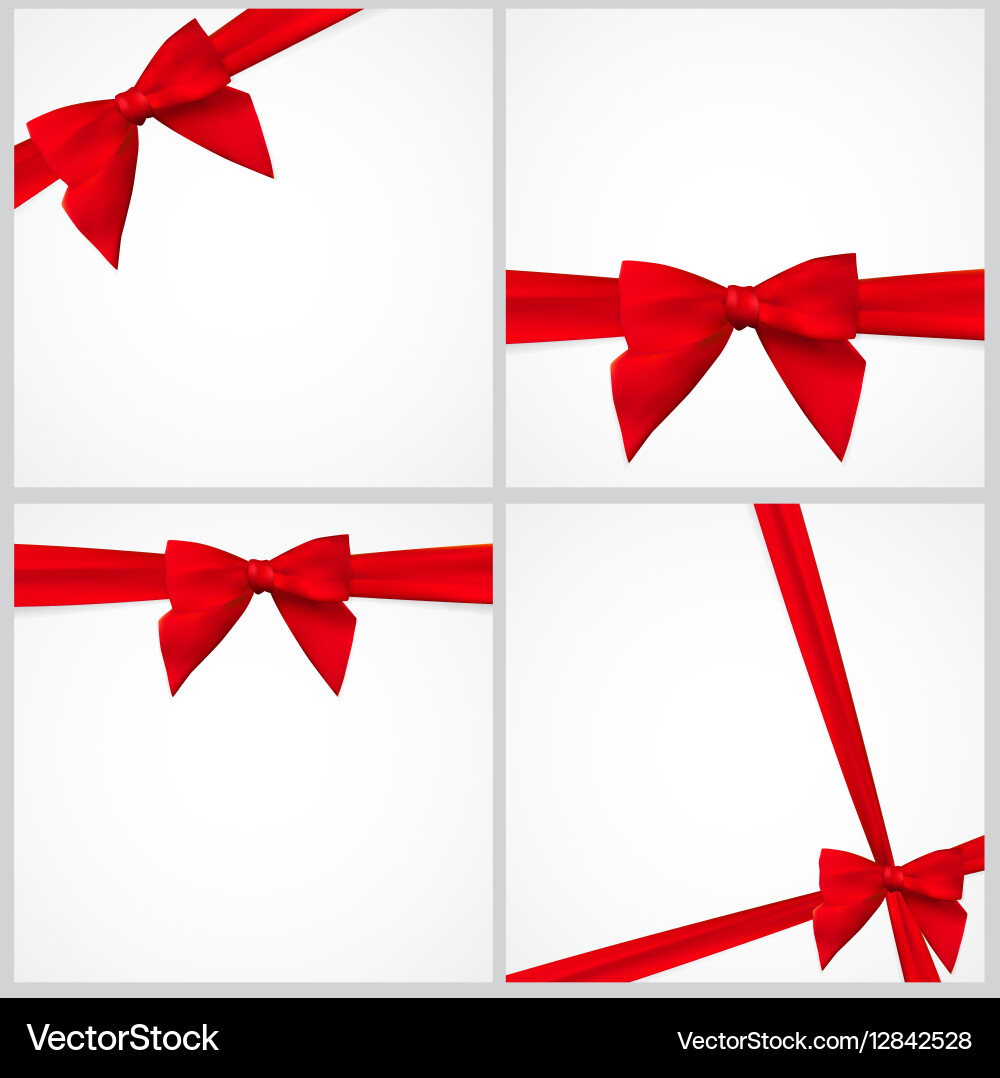 Gift card with ribbon and bow set Royalty Free Vector Image
