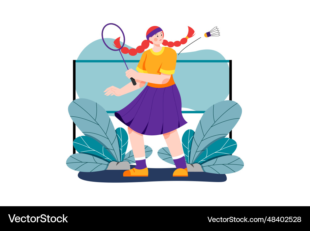 Girl playing badminton Royalty Free Vector Image