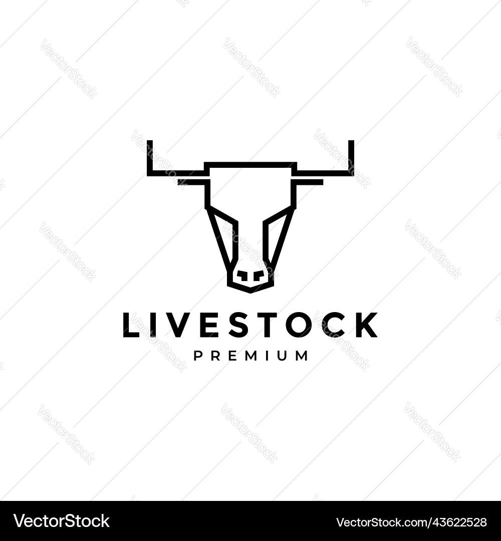 Line minimal head cow modern logo design Vector Image