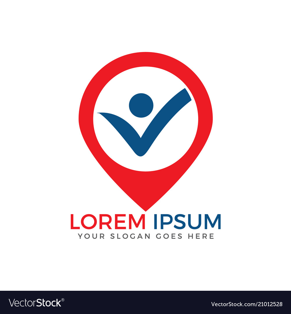 Map pointer and human logo Royalty Free Vector Image