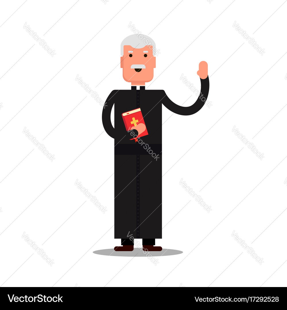 Pastor character standing with bible isolated Vector Image