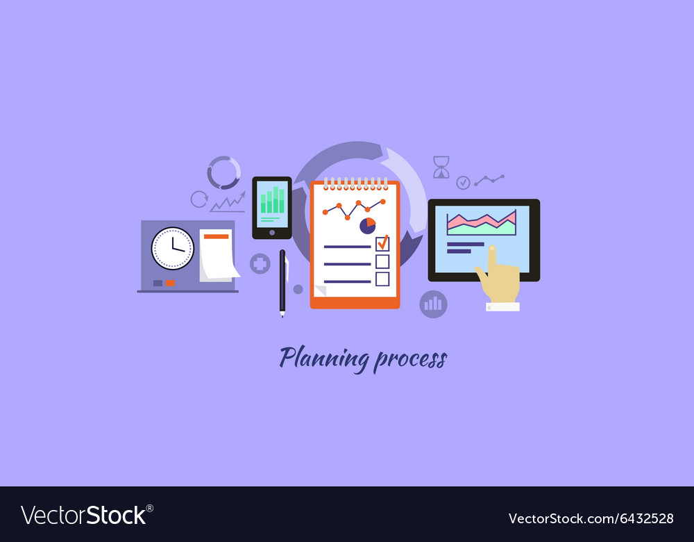 Planning process icon flat design Royalty Free Vector Image