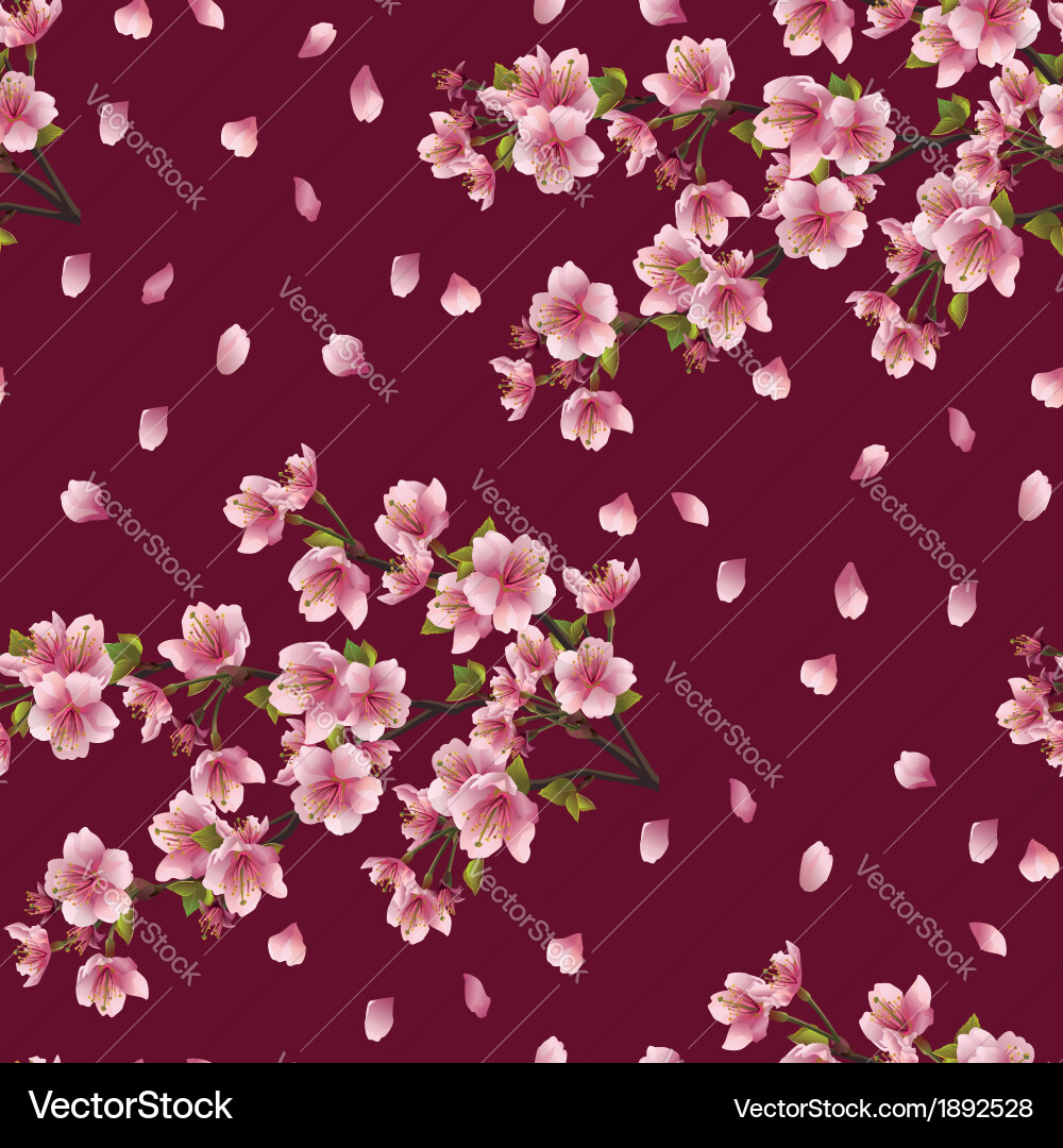 Seamless background texture with branch of cherry Vector Image