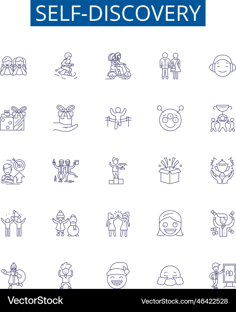 Self-discovery line icons signs set design Vector Image