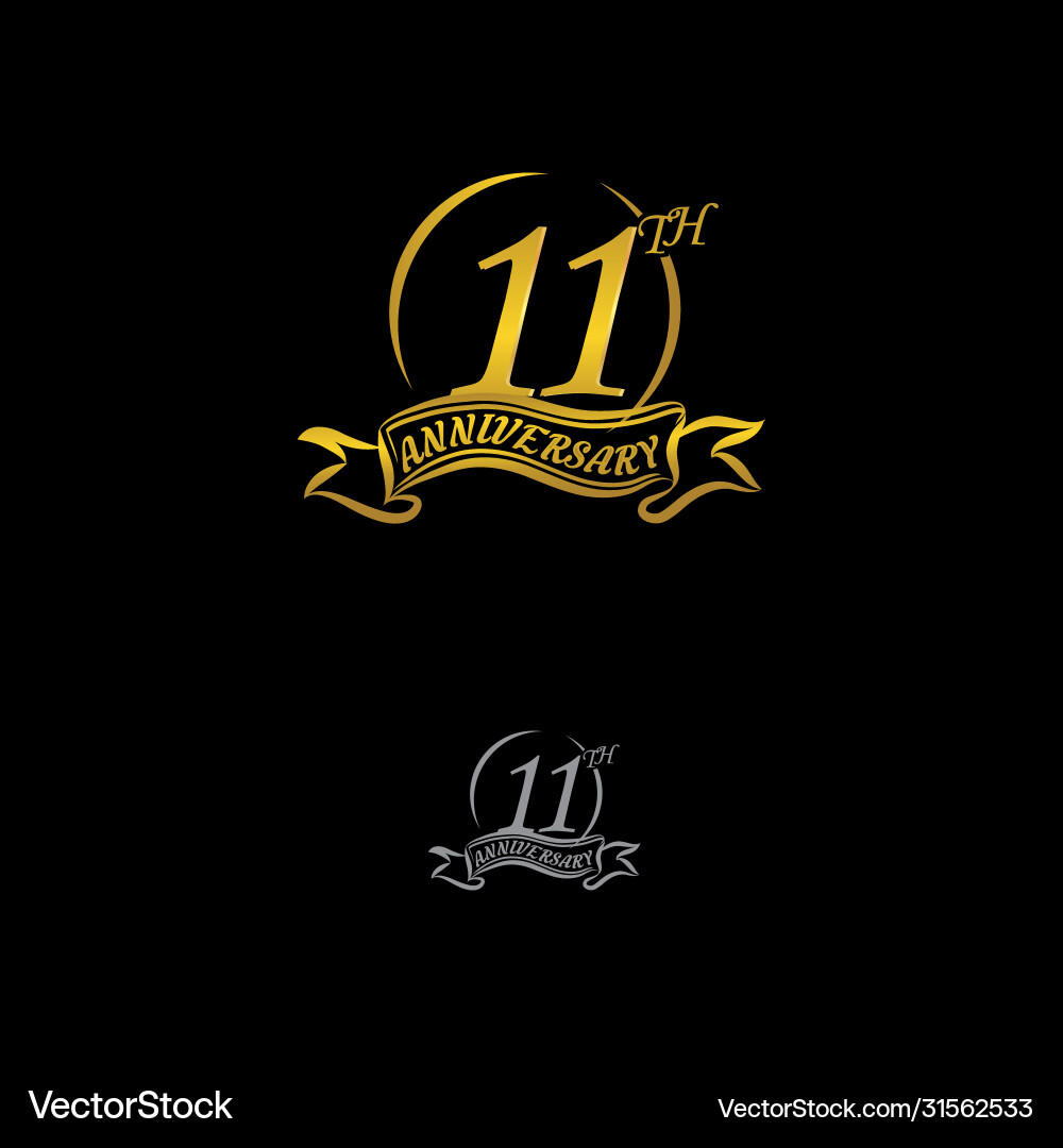 Anniversary unusual label eleven year symbol Vector Image