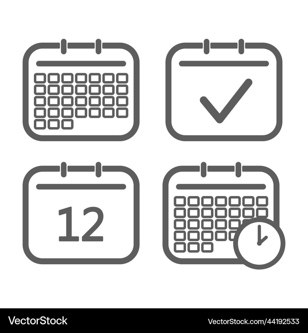 Calendar icon set Royalty Free Vector Image - VectorStock