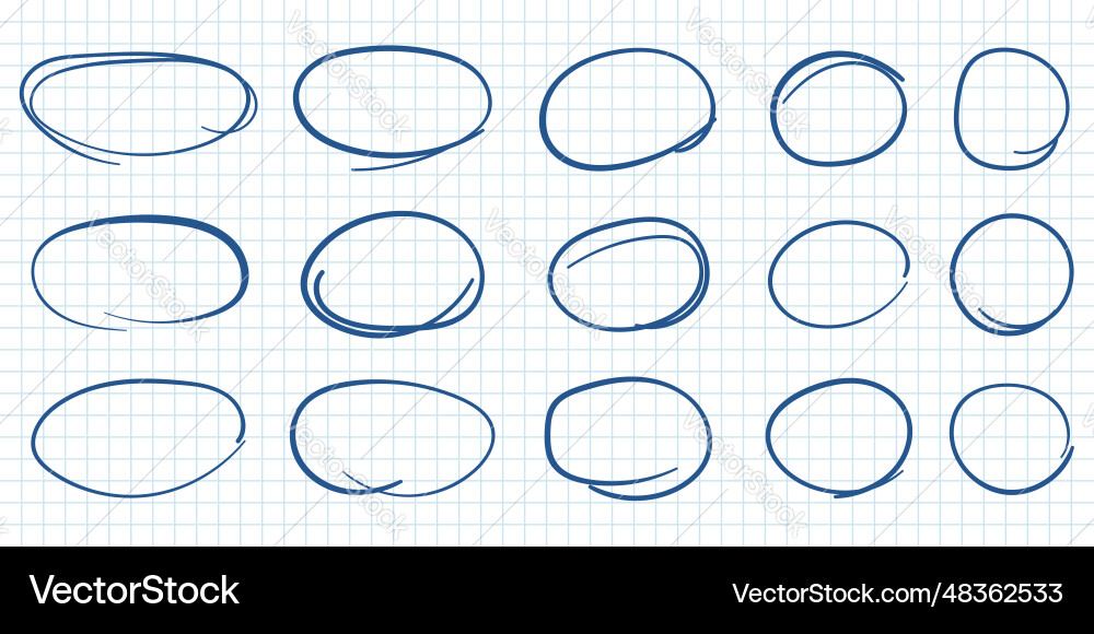 Circle line sketch icon in hand drawn style Vector Image