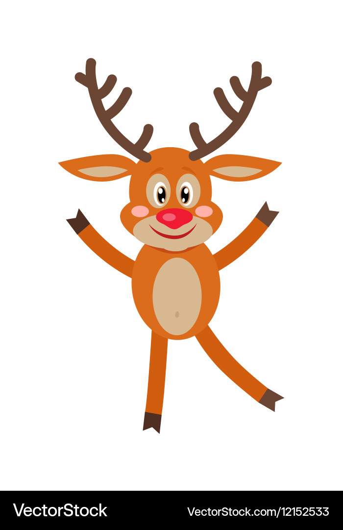 Deer dancing isolated on white reindeer greeting Vector Image