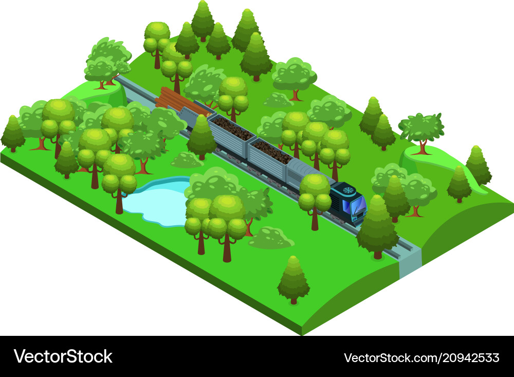 Isometric freight train template Royalty Free Vector Image