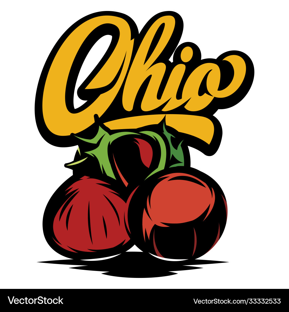 Ohio calligraphic inscription with chestnut Vector Image