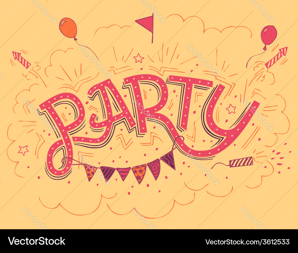 Party hand-lettering invitation card Royalty Free Vector